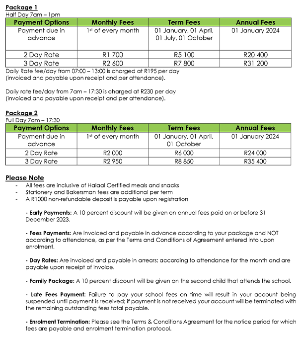 Fees - HEPS | Houghton Estate Preschool
