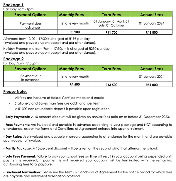 Fees - HEPS | Houghton Estate Preschool