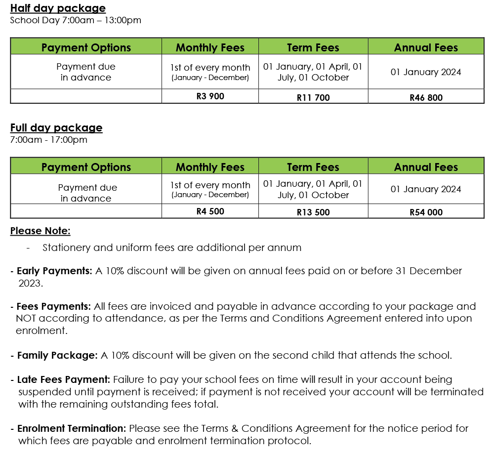 Fees - HEPS | Houghton Estate Preschool